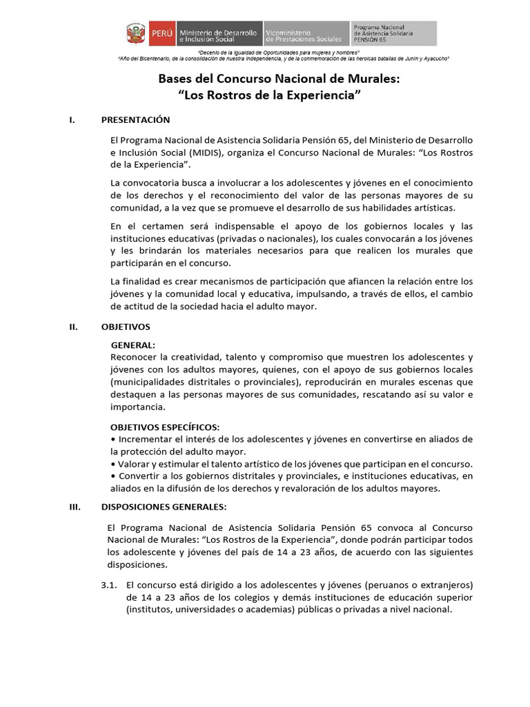 Bases Del Concurso de Murales 2024 | PDF