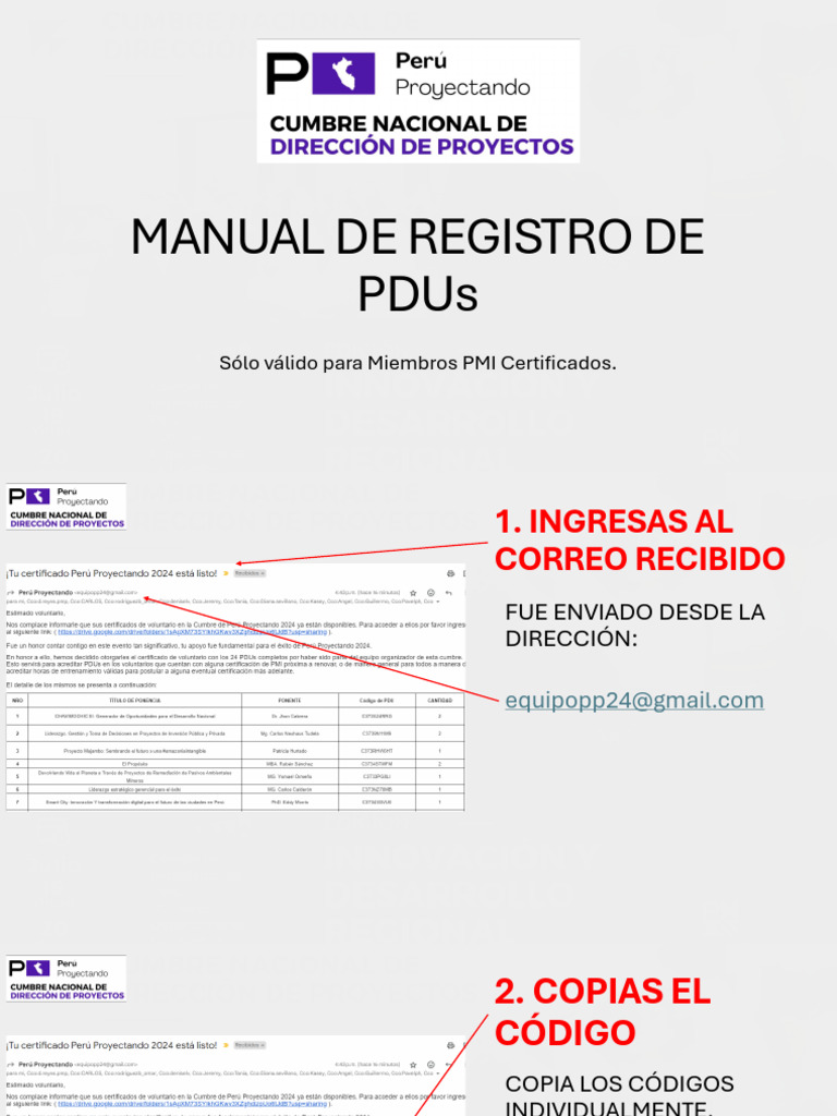 MANUAL DE REGISTRO DE PDUs | PDF