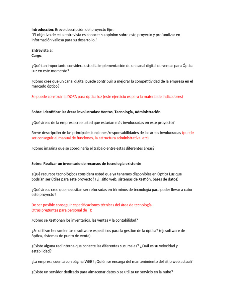 Propuesta de Preguntas Para Entrevistas | PDF