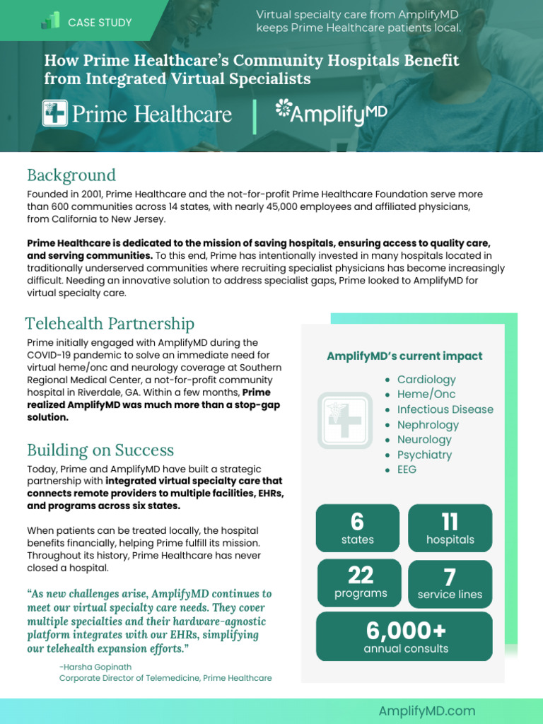 Case-Study Prime-Healthcare AmplifyMD | PDF