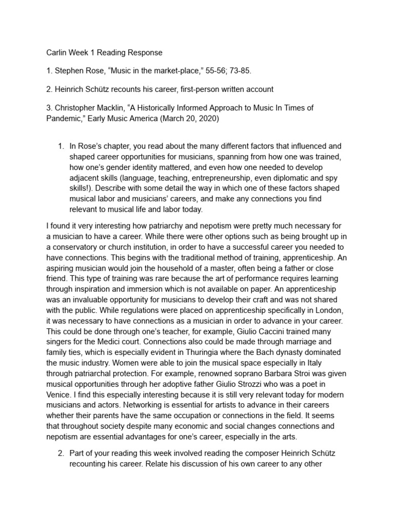 Week 1 Reading Response | PDF