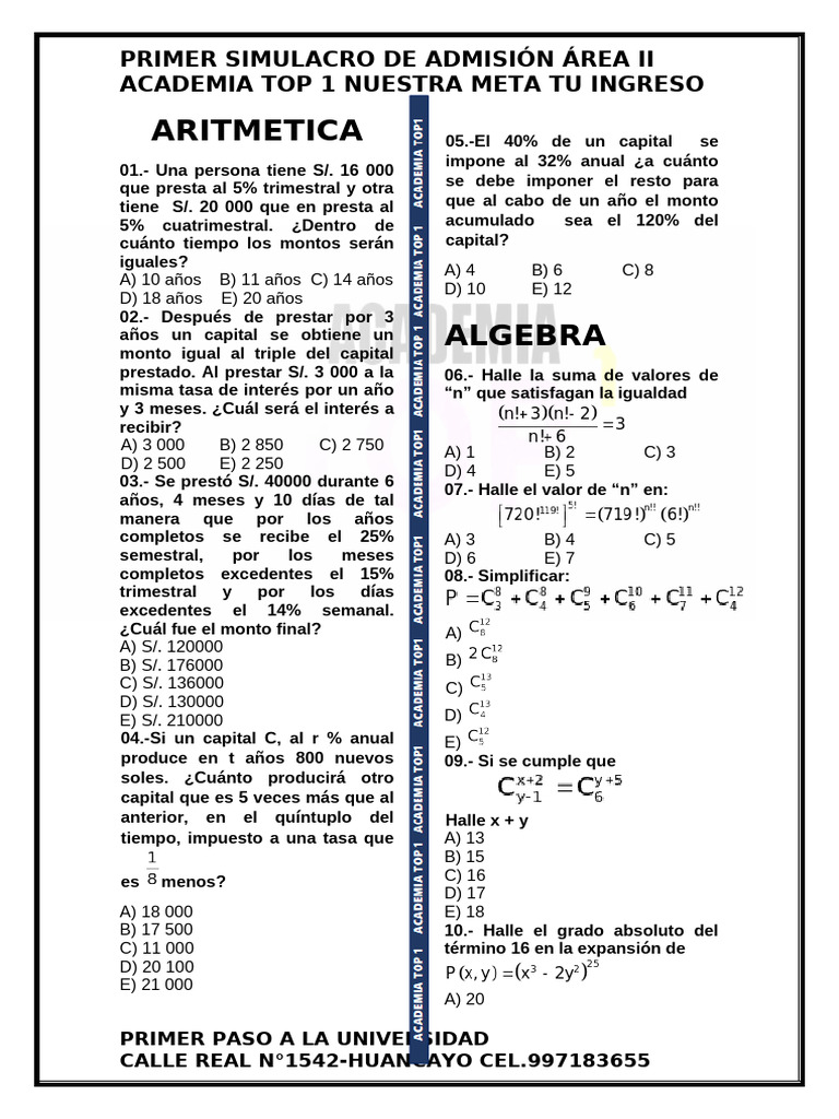 SIMULACRO AREA II | PDF