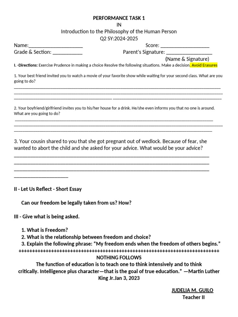 Performance Task 1 q2 Philo | PDF