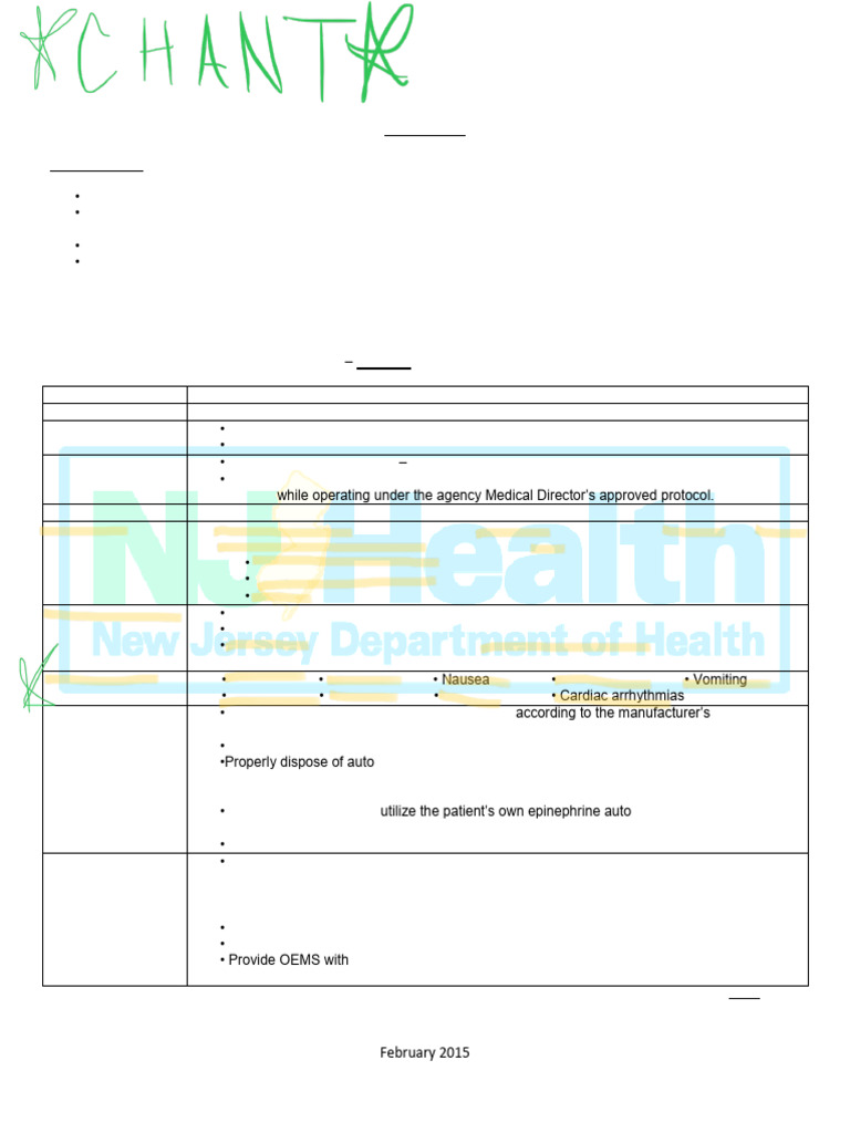 Anaphylaxis Protocol | PDF