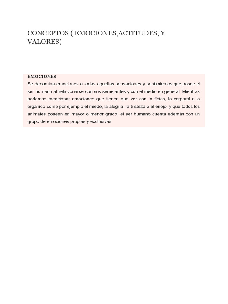 Emociones, Actitudes y Valores | PDF