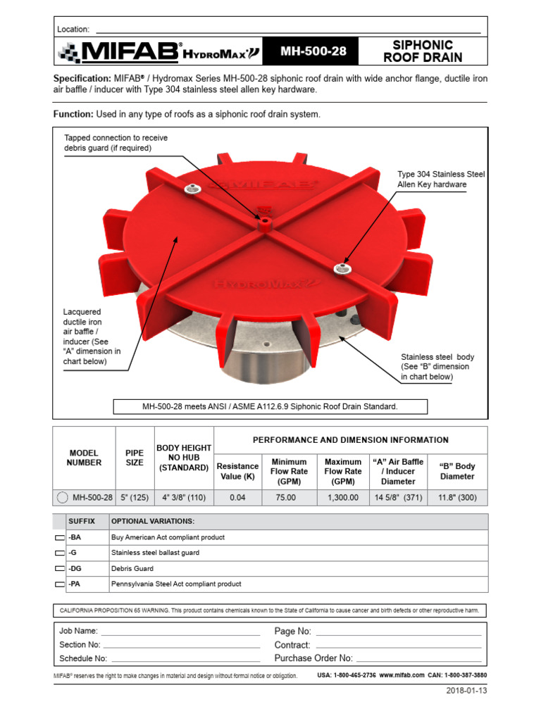 MH-500-28 - Spec Sheet | PDF