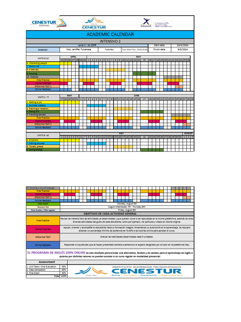 Academic Calendar April 2024 Tu Wed Thus | PDF