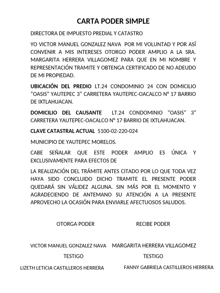 Carta Poder Simple | PDF