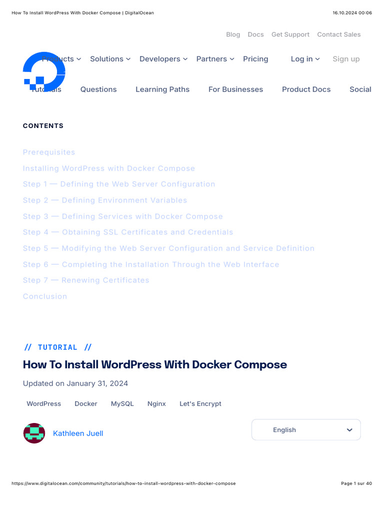 How To Install WordPress With Docker Compose - DigitalOcean | PDF