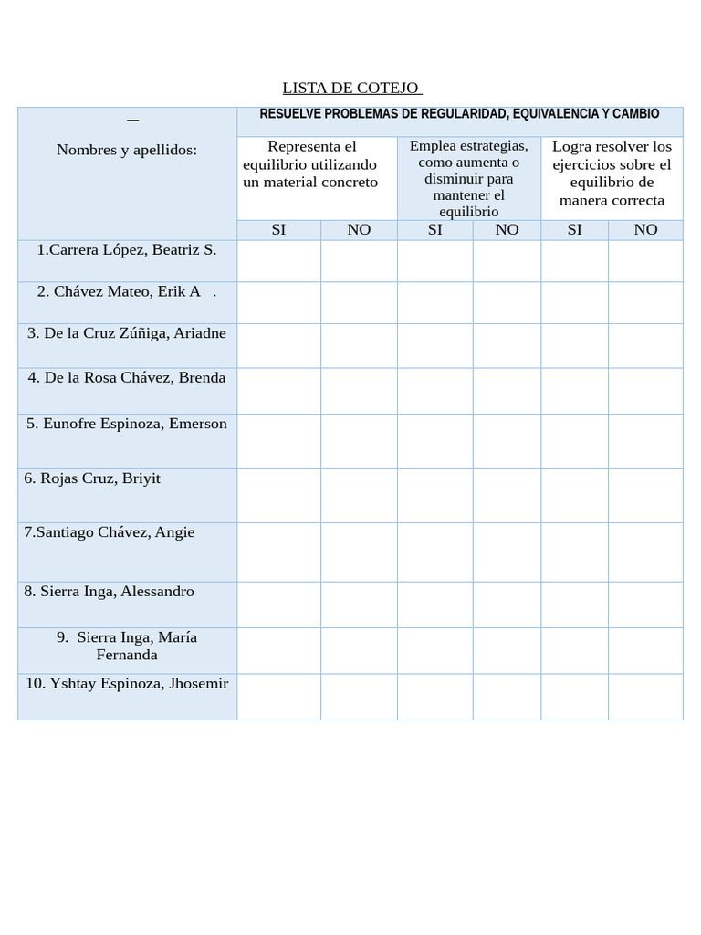 LISTA DE COTEJO 3 Mate | PDF