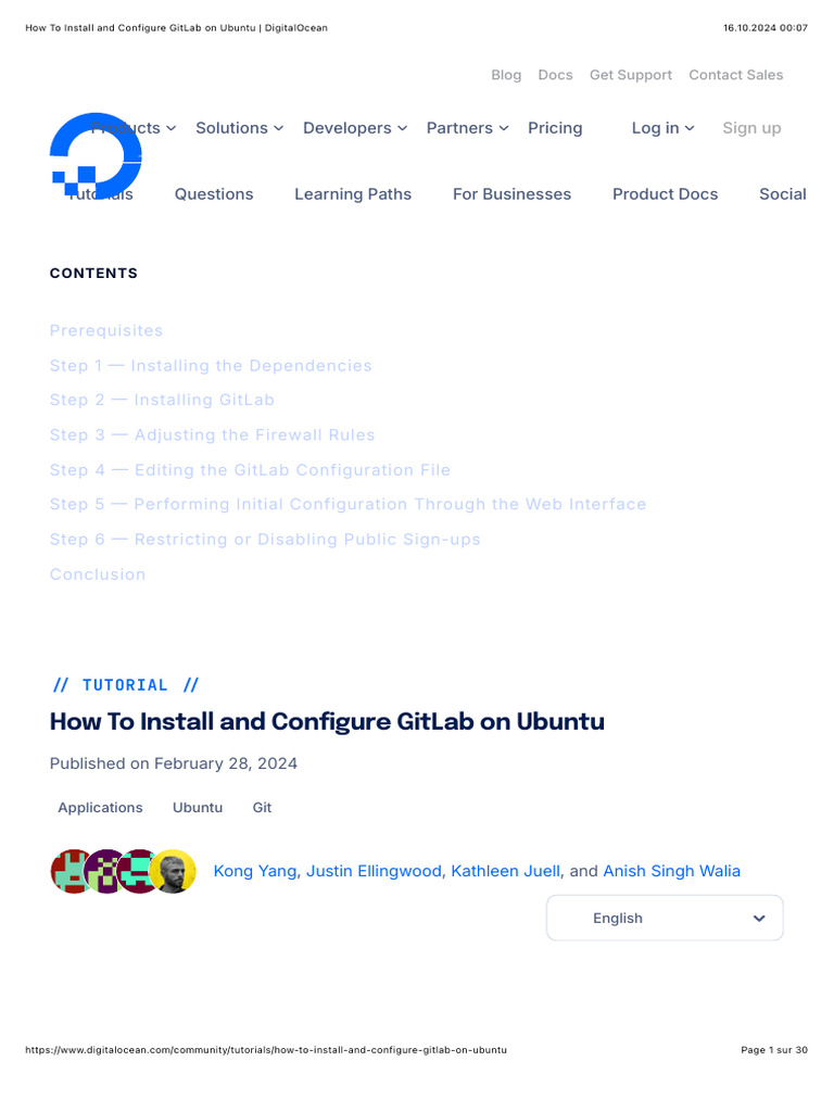 How To Install and Configure GitLab On Ubuntu - DigitalOcean | PDF