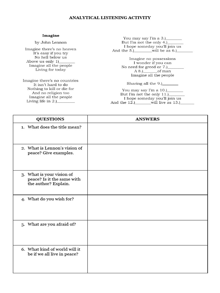 Analytical Listening Activity | PDF