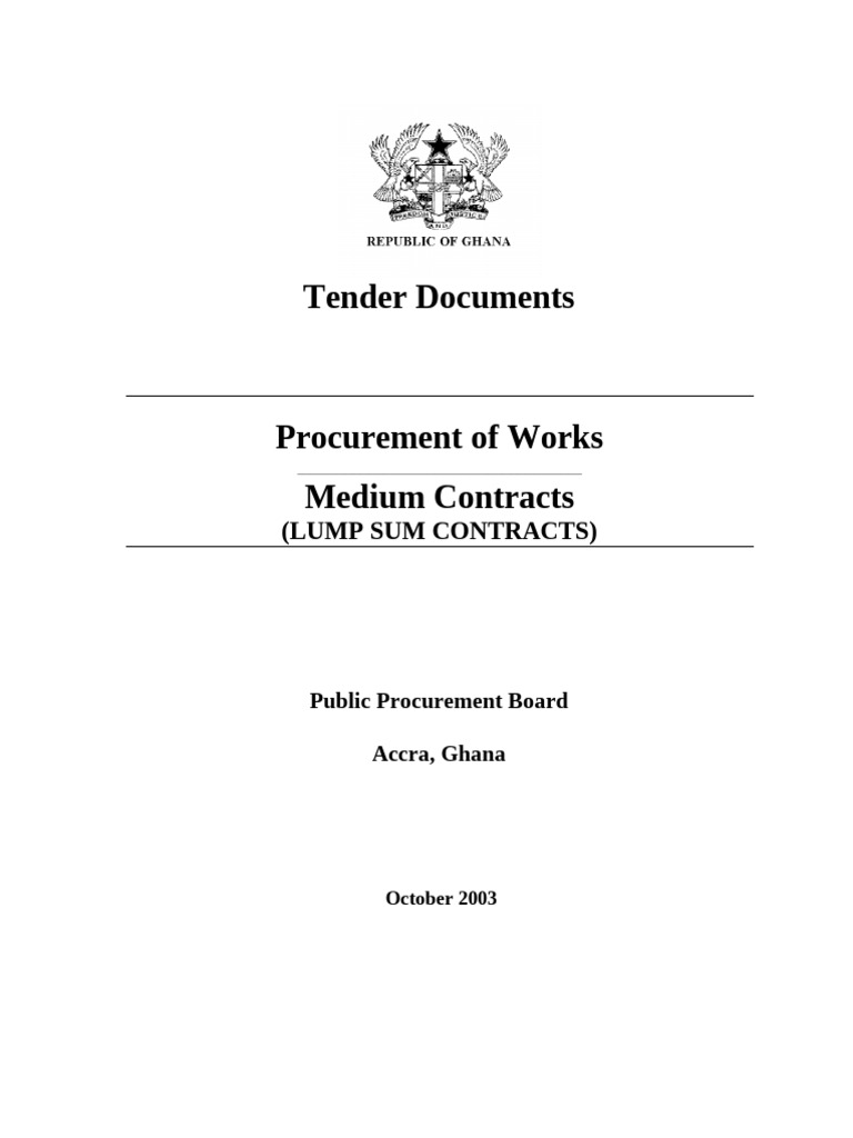 Standard Tender Document For Procurement of Works Medium Contracts Lump ...
