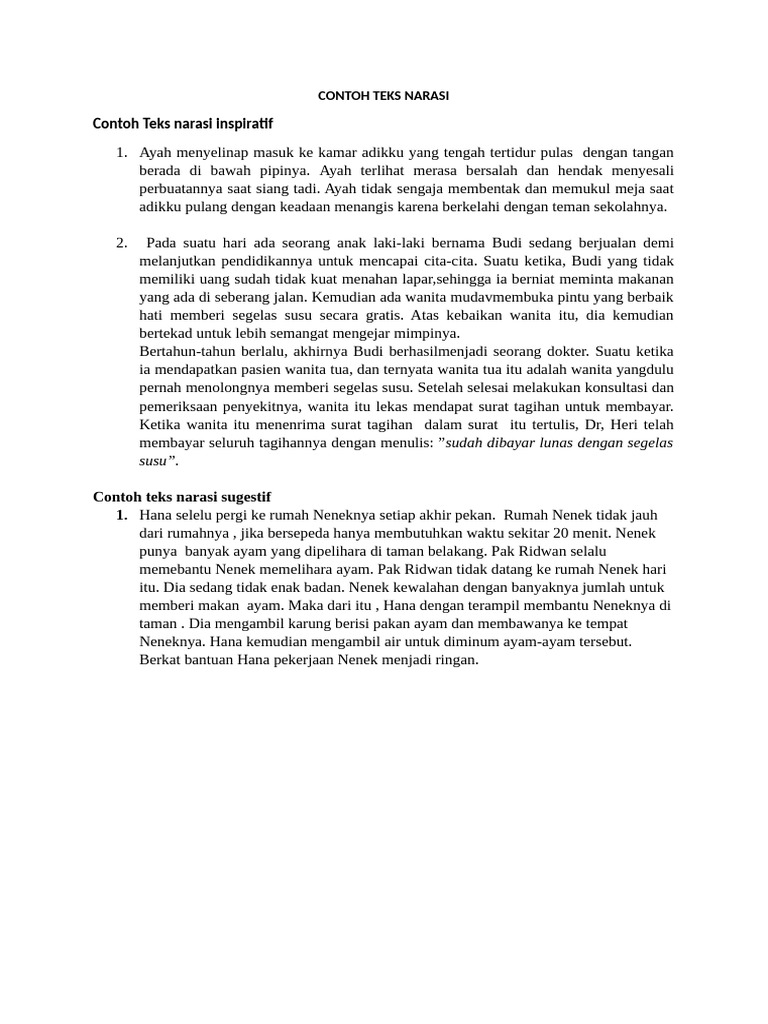 Contoh Teks Narasi | PDF