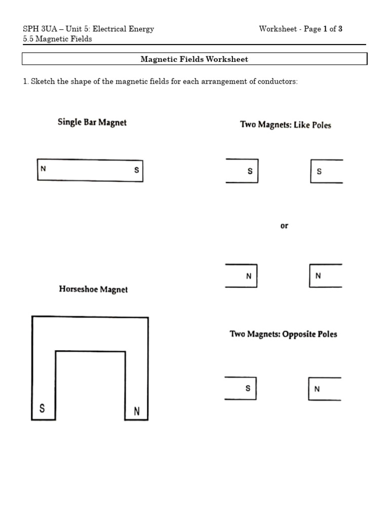 5.5 Magnetic Fields (Worksheet) | PDF