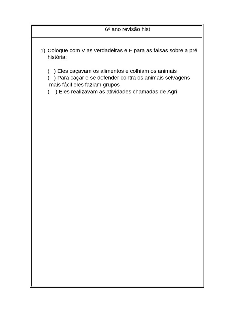 6º Ano Revisão Hist | PDF