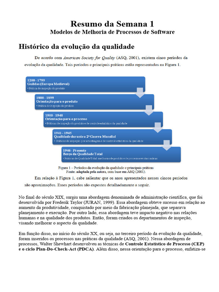 Resumo Da Semana 1 - Modelos de Melhoria de Processos de Software | PDF