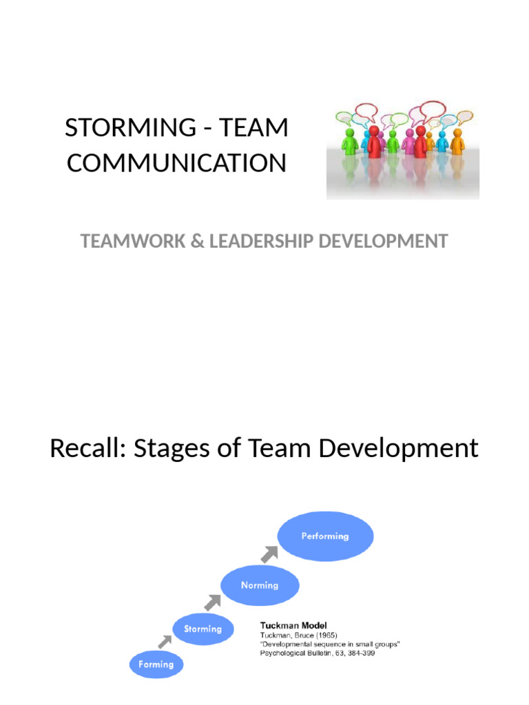 Lecture Note TEAMWORK & LEADERSHIP DEV 3 - Storming I Team ...