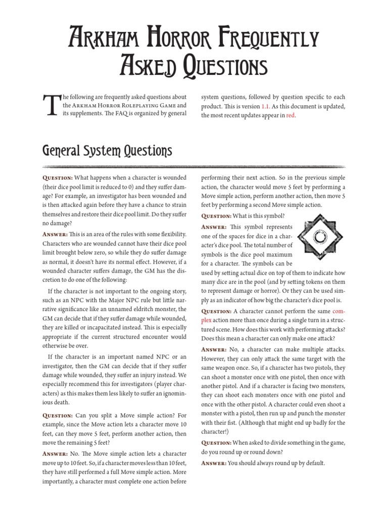 DPSAH Errata FAQ v1.1 Revised | PDF