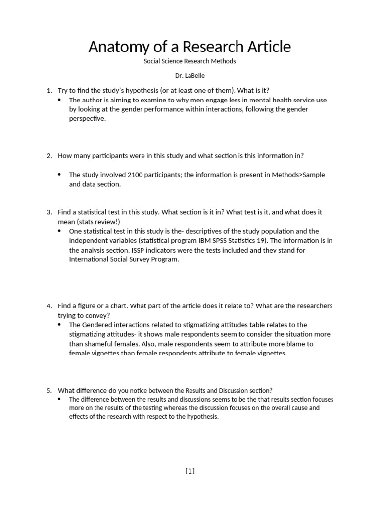 Lab 1b Anatomy of A Research Article | PDF