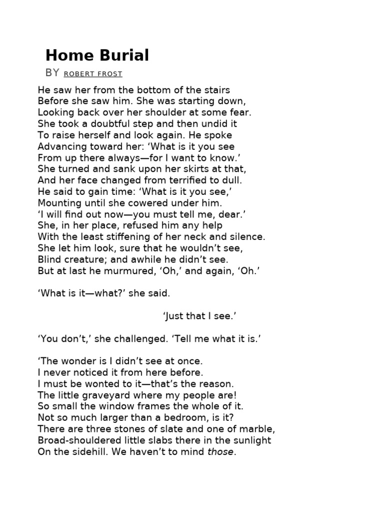 Home Burial by Robert Frost | PDF