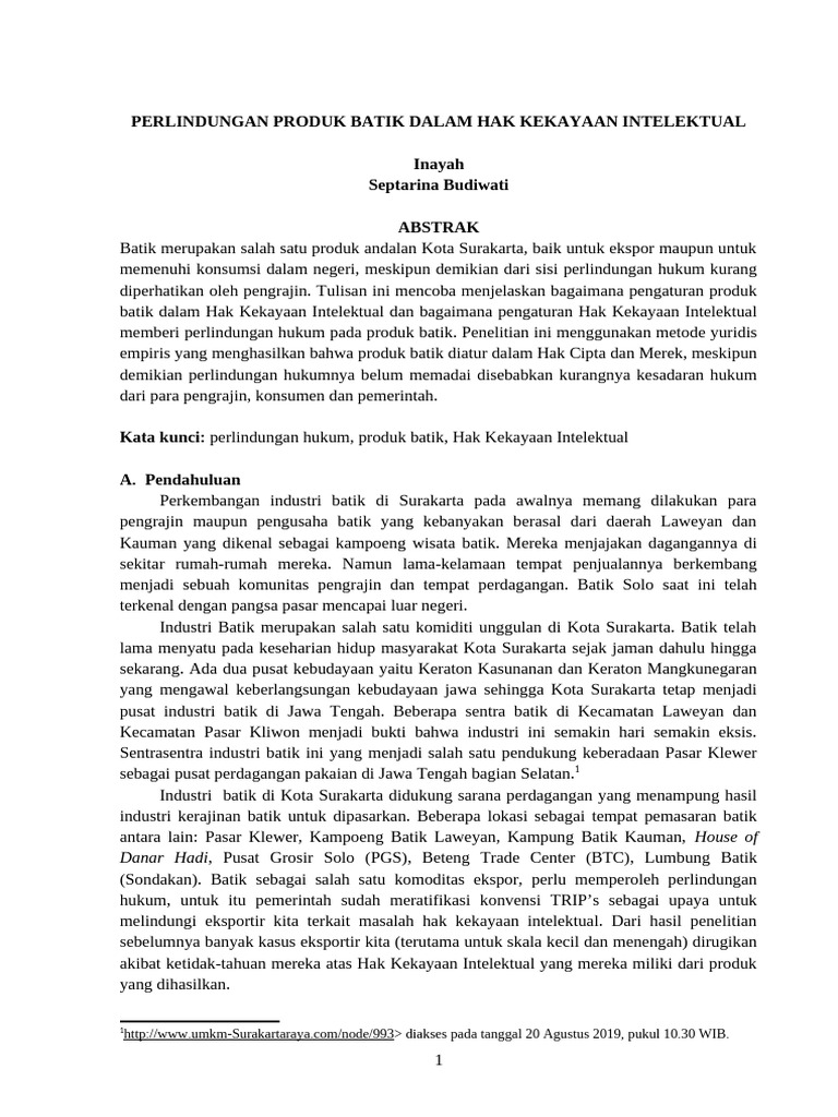 Makalah Batik Dan Hki | PDF