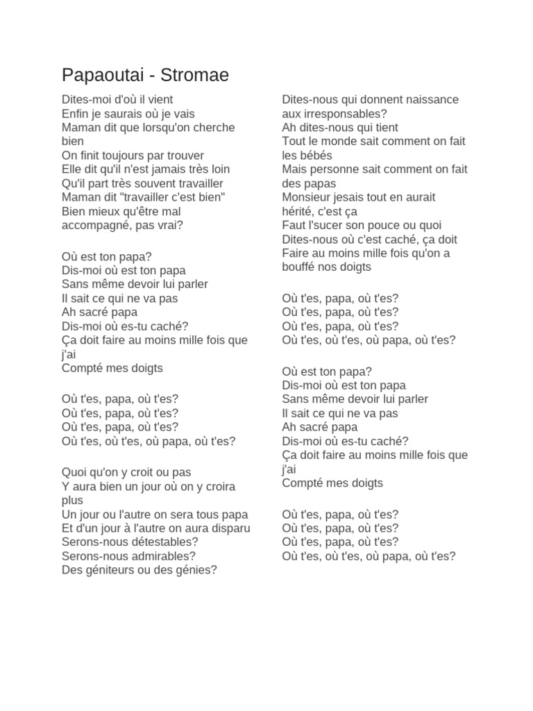 Papaoutai | PDF