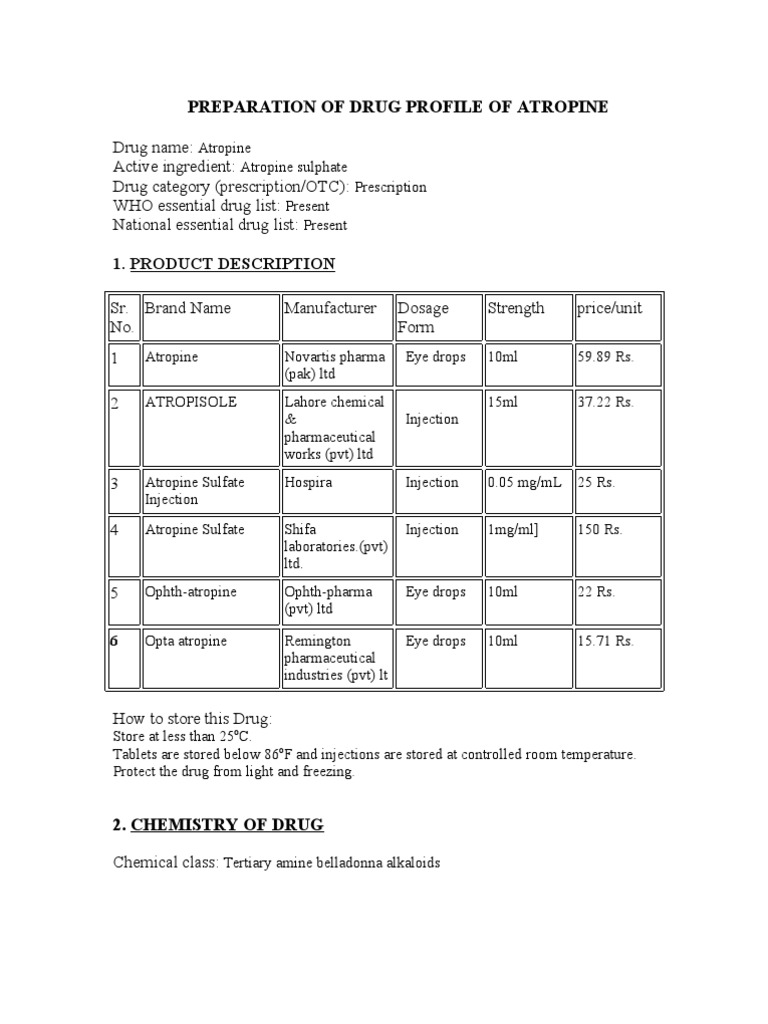 Preparation of Drug Profile | PDF | Pharmaceutical Drug | Drugs