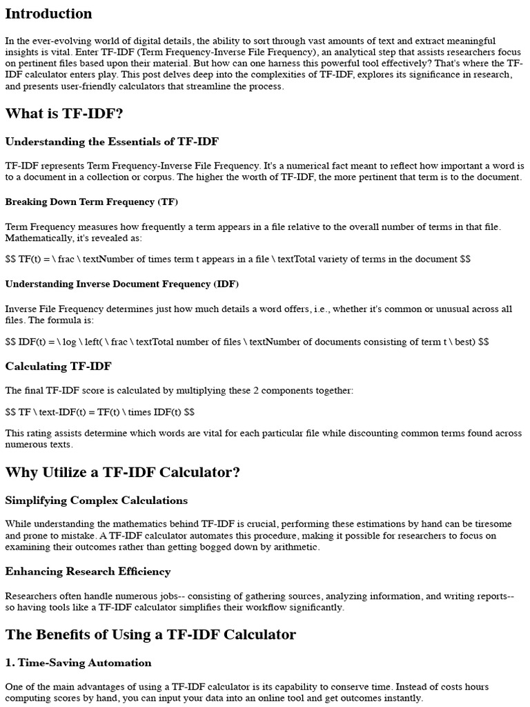 The Power of TF-IDF: Streamlining Your Research With An Easy-to-Use ... The Power of TF-IDF: Streamlining Your Research With An Easy-to-Use ...