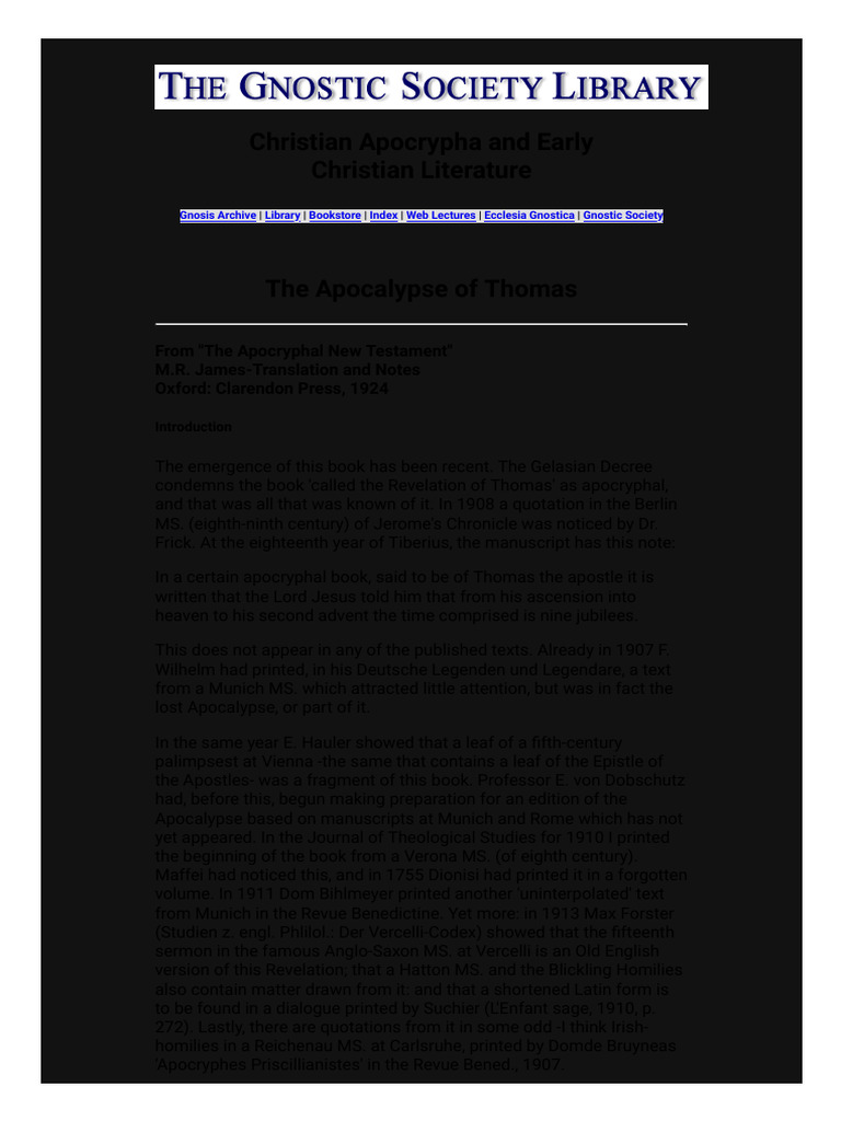 The Apocalypse of Thomas | PDF