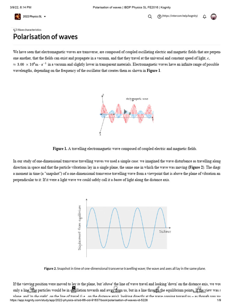 Polarisation of Waves - IBDP Physics SL FE2016 - Kognity | PDF