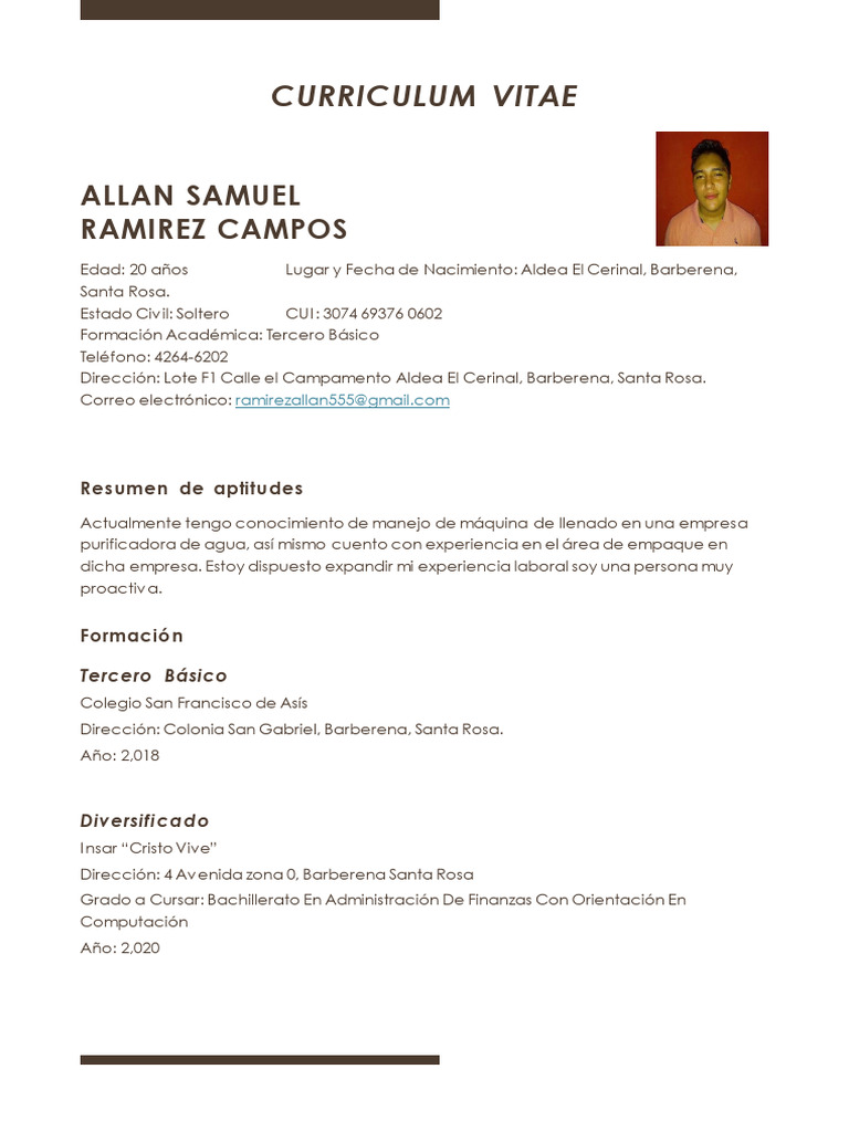 Curriculum de Allan | PDF