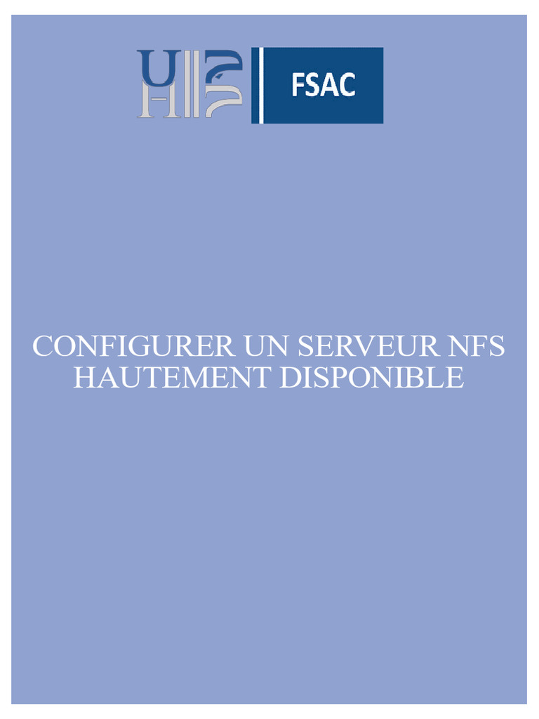 Configurer Un Serveur Nfs Hautement Disponible: Projet Du Module ...