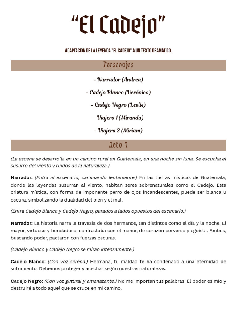 El Cadejo (Guión) | PDF
