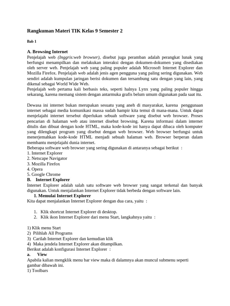 Rangkuman Materi TIK Kelas 9 Semester 2 | PDF