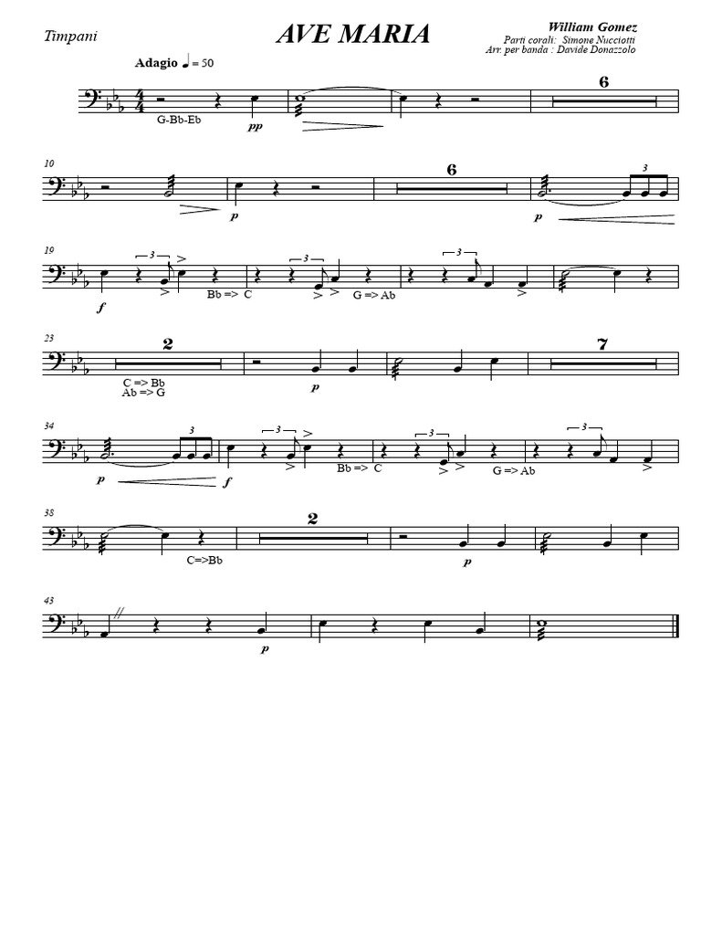 Ave Maria Percussion - Timpani | PDF