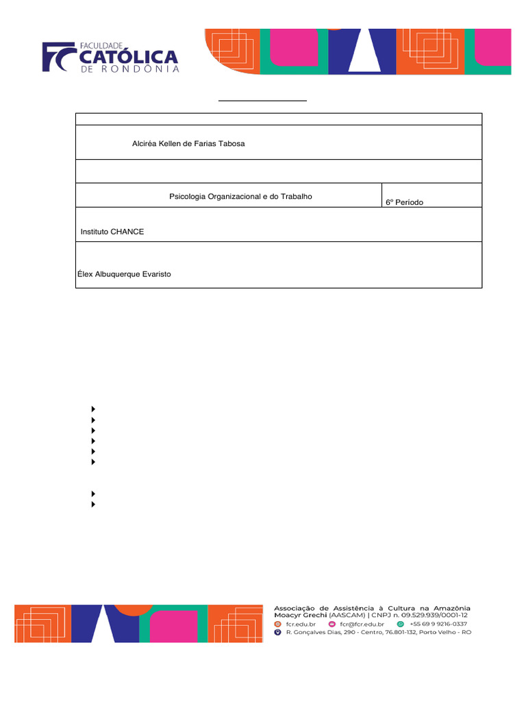 Plano de a&XE7 &XE3 O - Est&XE1 Gio em Psicologia Organizacional 3 | PDF