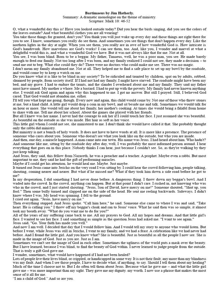 Dramatic Monologue Piece Dbormatah | PDF