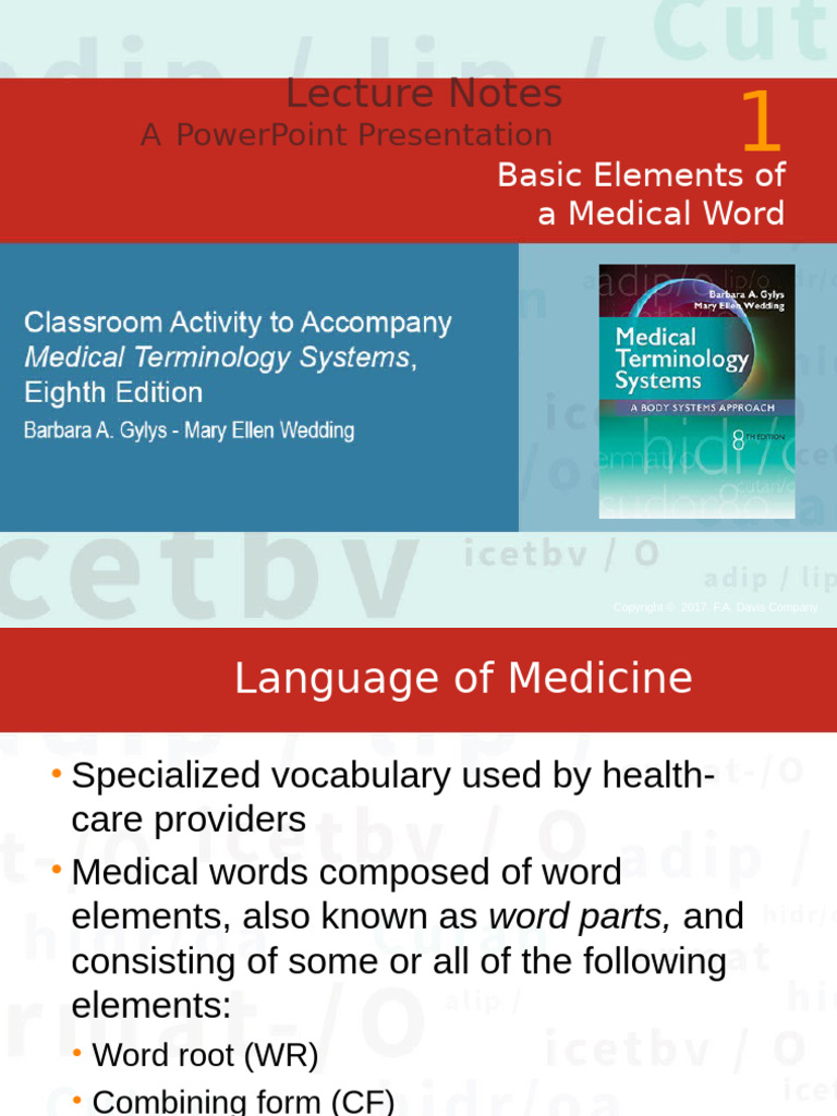 CH01 Basic Elements of A Medical Word - 2 | PDF