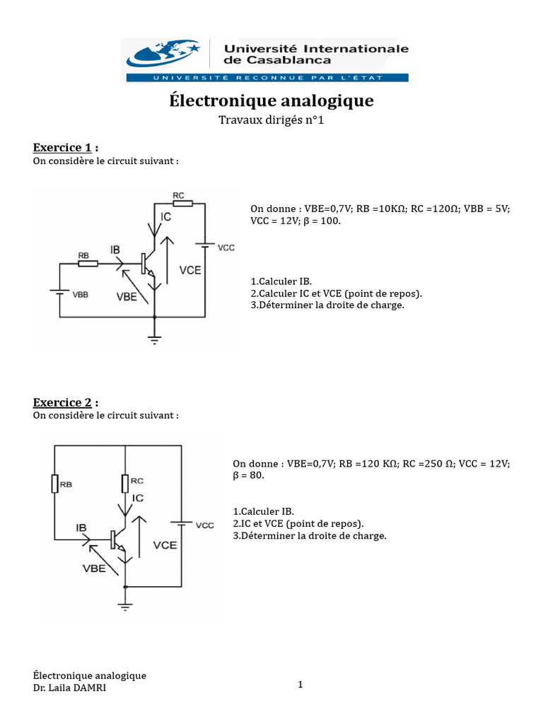 Electronique Analogique - TD1 | PDF