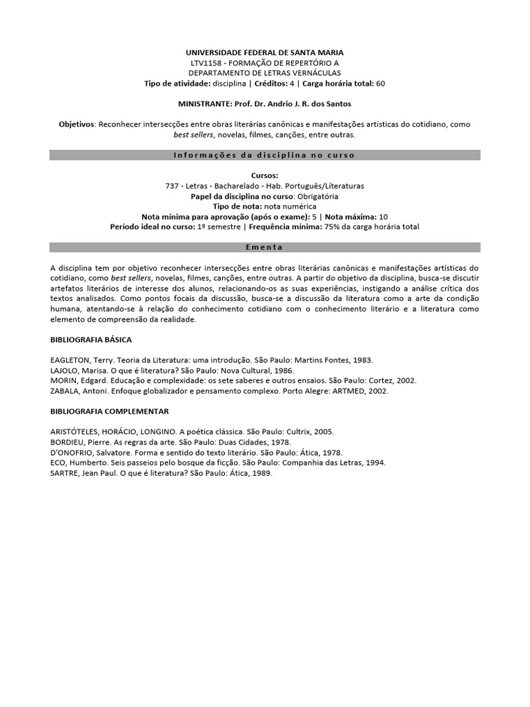 Formacão de Repertório A - Andrio Santos Atualizado | PDF