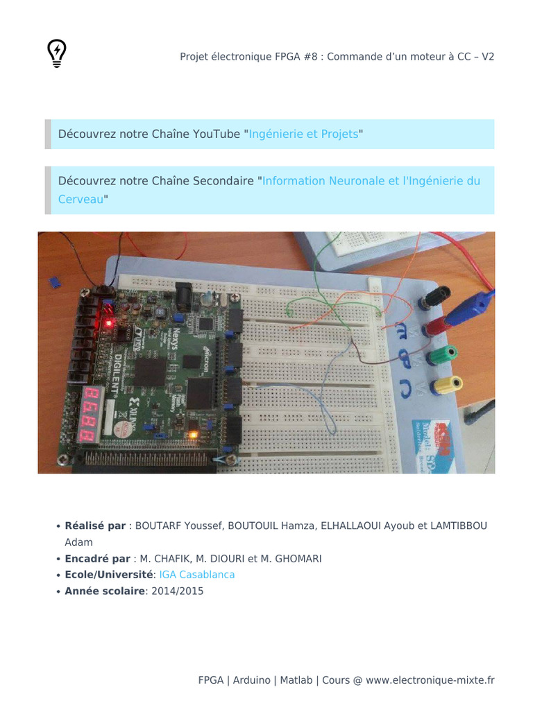 Projet Électronique FPGA #8 - Commande D'un Moteur À CC - V2 | PDF