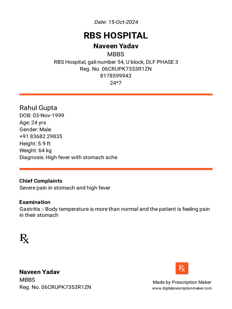 Rbs Hospital: Naveen Yadav | PDF