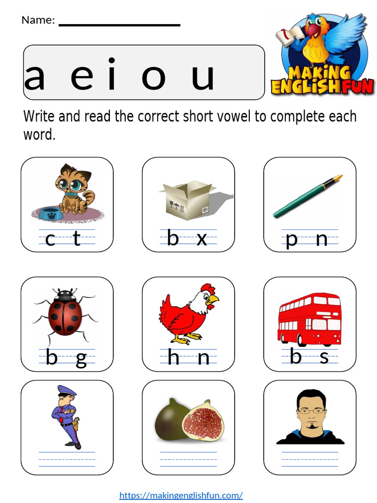 CVC Medial Vowel Worksheet 2 | PDF