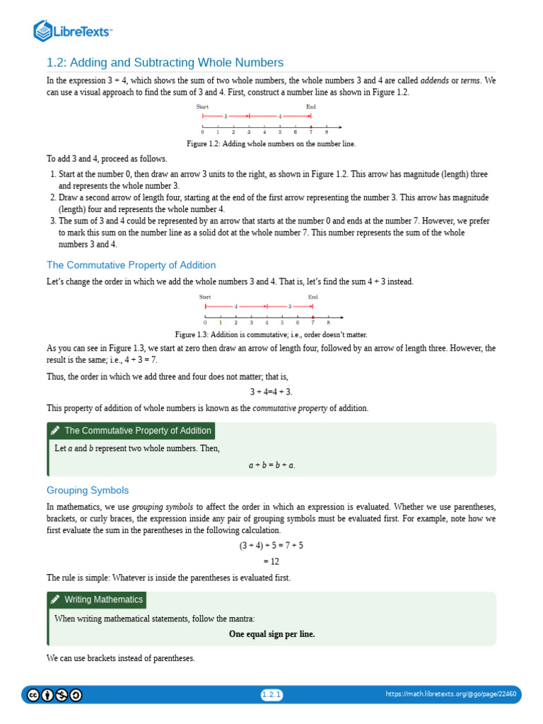 1.02 Adding and Subtracting Whole Numbers | PDF