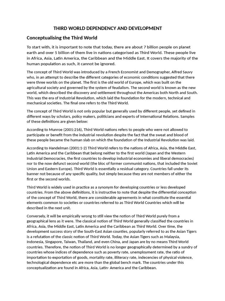 THIRD WORLD DEPENDENCY AND DEVELOPMENT | PDF