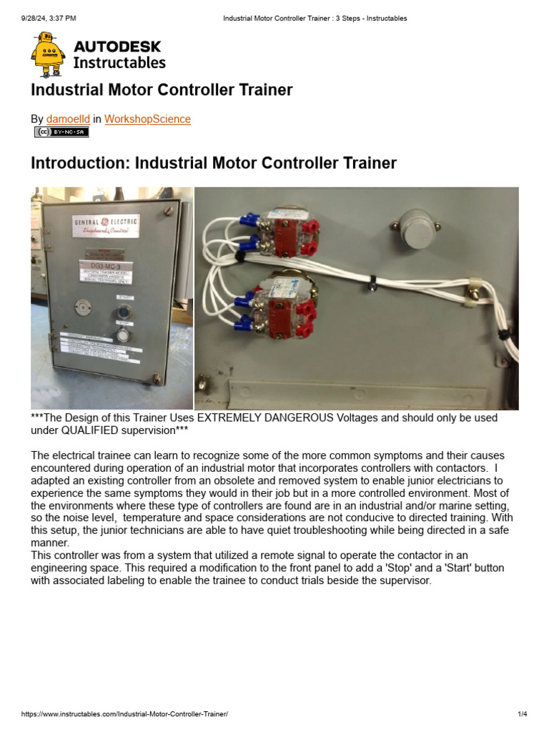Industrial Motor Controller Trainer 3 Steps Instructables | PDF