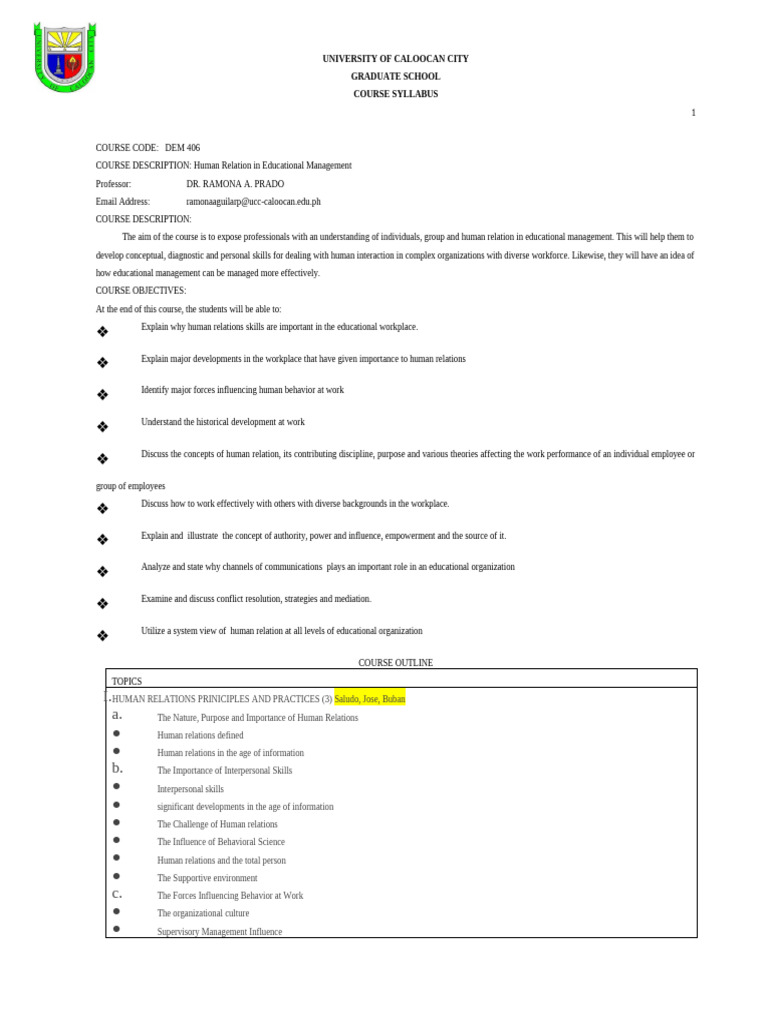 Dem 406 Syllabus | PDF