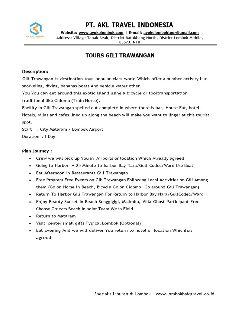 One Day Tour Lombok | PDF