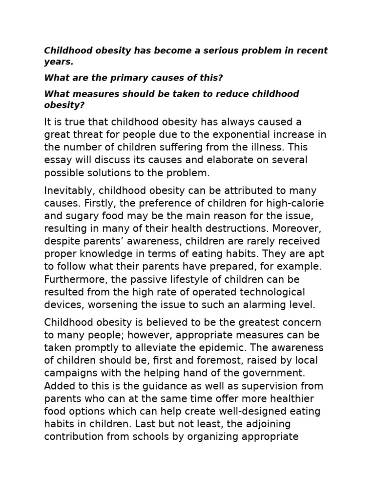 Childhood Obesity | PDF